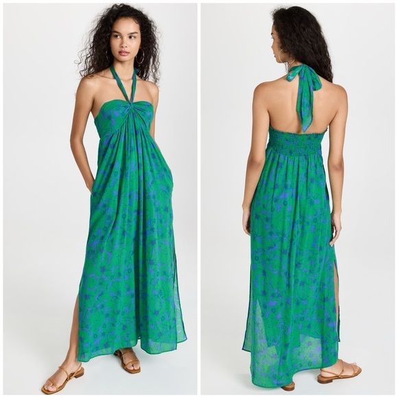 XiRENA | Dresses | Xirena Adley Dress Ibiza Maxi Dress Halter Floral Blue Green Sz Xs | Poshmark
